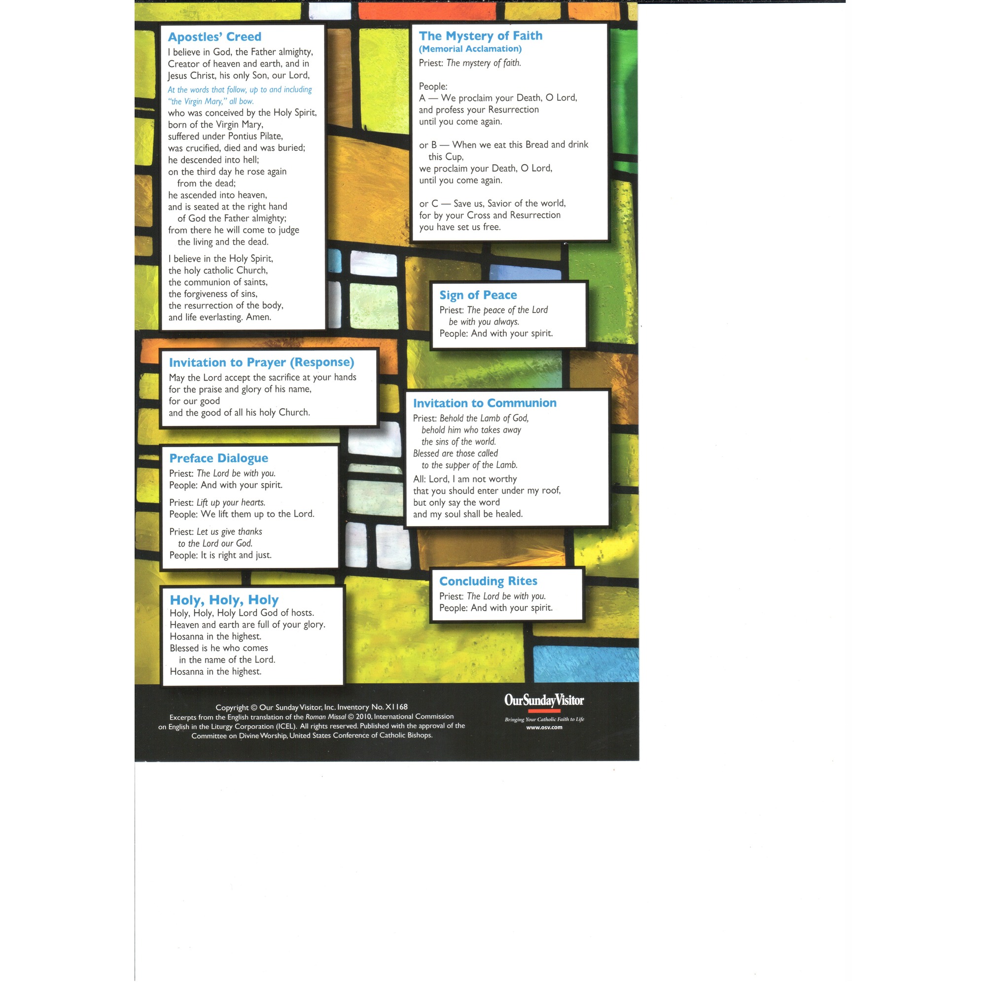 Pew Card: Revised Order of the Mass (Pk of 50) | The Catholic Company®