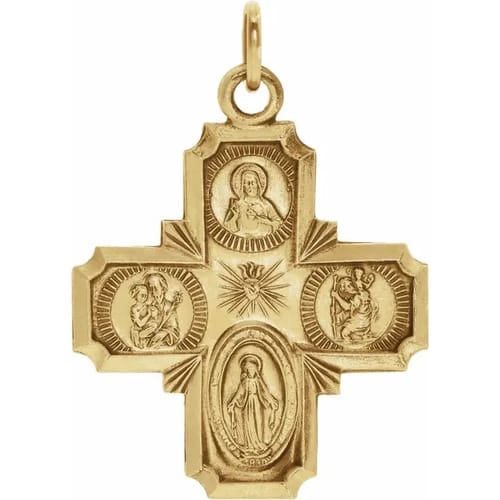 14kt Yellow Gold 8x8mm Four-Way Cross Medal | The Catholic Company