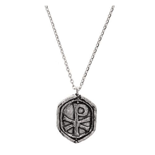 Chi Rho Cross Medal with Chain, Handmade Pewter | The Catholic Company