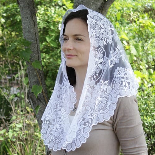 White Spanish Mantilla - Large | The Catholic Company